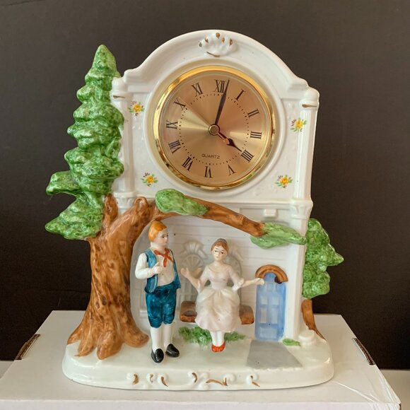Accents | Vintage Porcelain Sculpture Clock Ceramic Quartz Clock Made ...